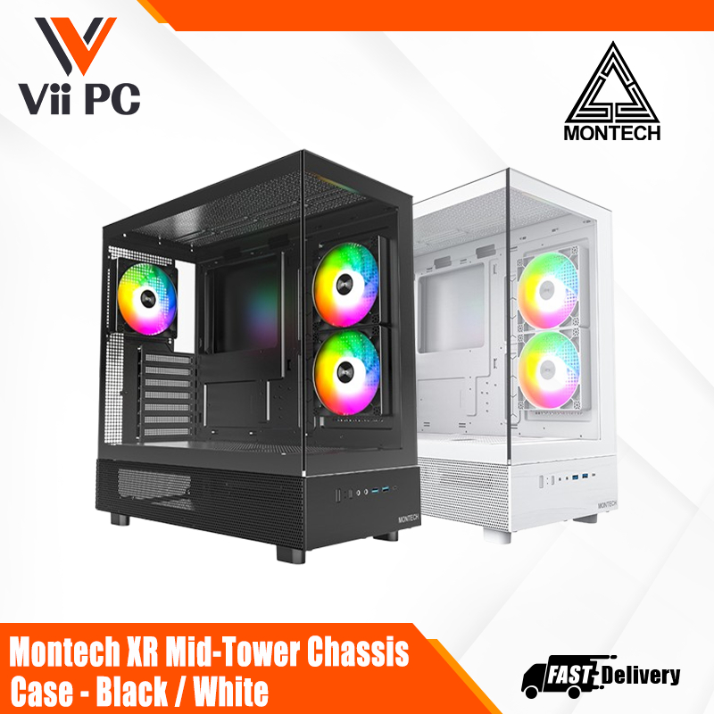MONTECH XR Mid -Tower Chassis Case - BLACK/WHITE | Shopee Singapore