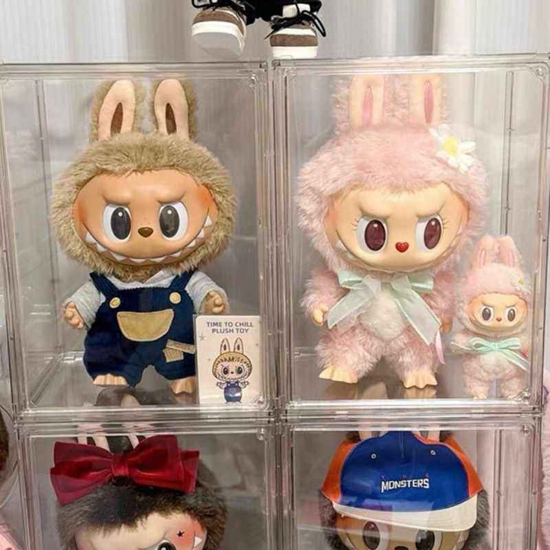 Labubu Popmart Mega 400% Display Box The Monsters Storage Full Transparent Acrylic Case Blind ...