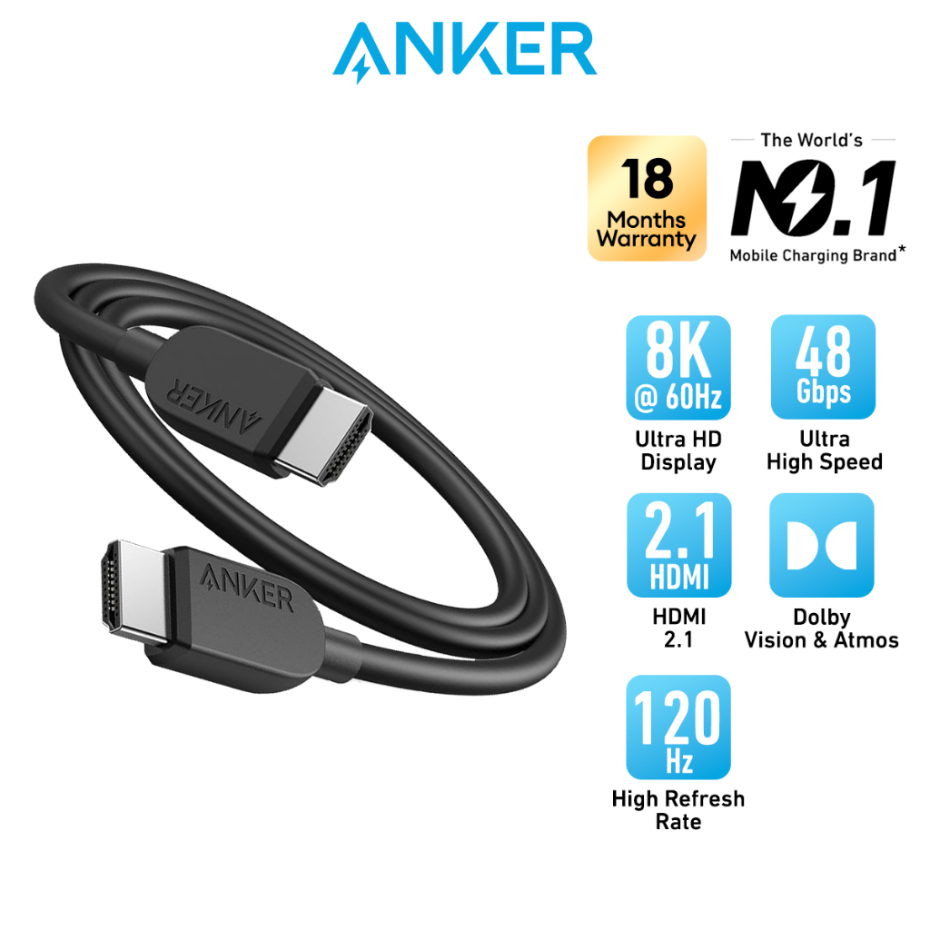 Anker HDMI Cable 8K@60Hz 3ft/6ft Ultra HD 4K@120Hz HDMI to HDMI Cord 48 ...