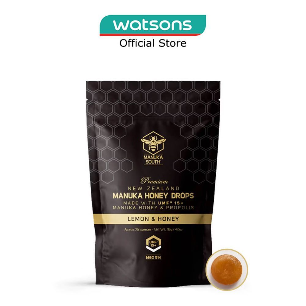 MANUKA SOUTH UMF15+ Manuka Honey DROPS with Propolis Lozenges 25s ...