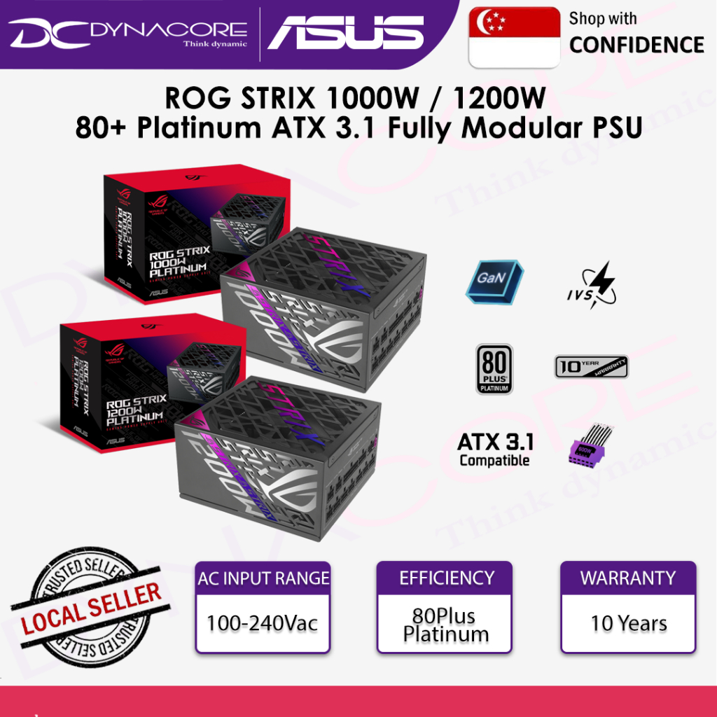 Asus ROG STRIX 1000W / 1200W Platinum ATX 3.1 Fully Modular PSU/Power ...