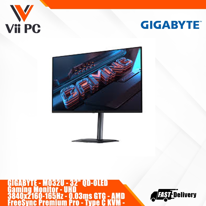 GIGABYTE MO32U 32" QD-OLED Gaming Monitor UHD 3840x2160 / 165Hz 0.03ms GTG AMD FreeSync Premium ...