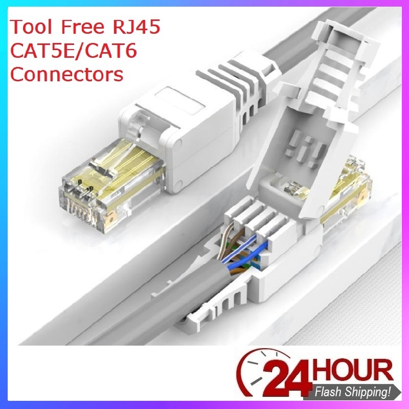 Tool Free RJ45 CAT5E CAT6 Connectors Punch Down Type Ethernet Cable ...