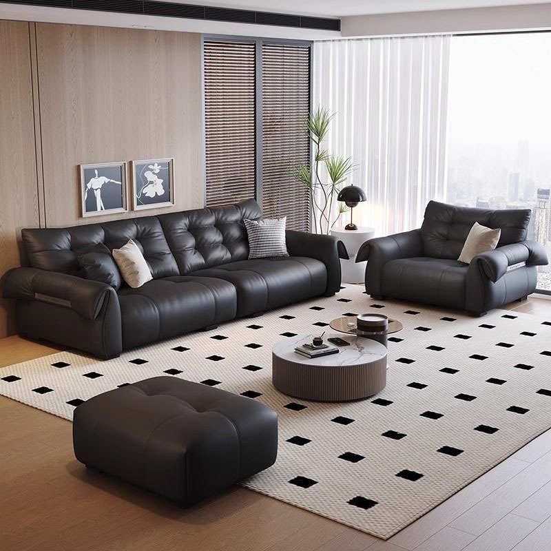 HF Leather Cat Scratch Proof Sofa Solid Cloth Fabric Wood Frame sofa ...