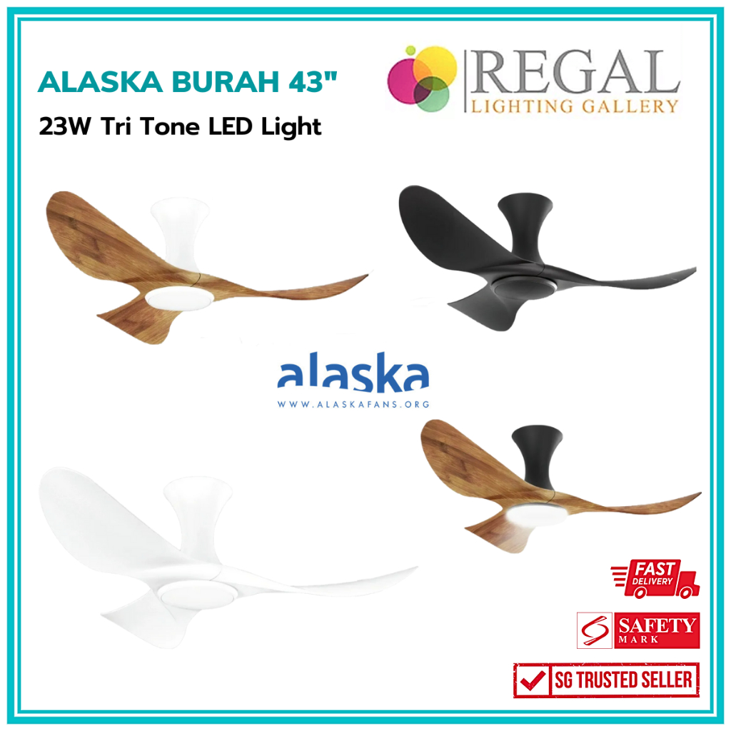 [Free Shipping] Alaska Burah Ceiling Fan 43" with 23W Tri-Tone LED ...
