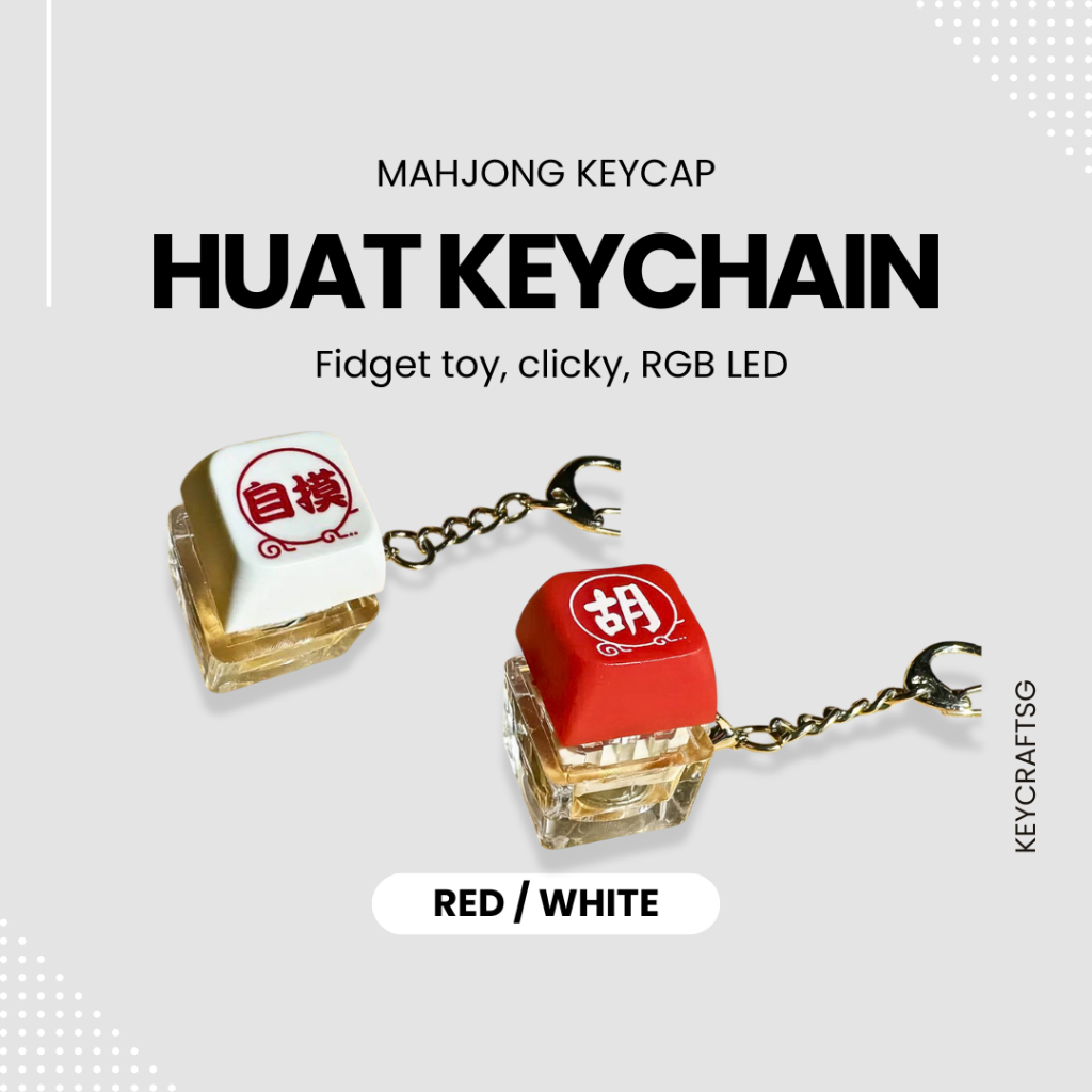 🇸🇬 HUAT Mahjong Keycap Button Fidget Toy Keychain Clicky Switch RGB LED ...