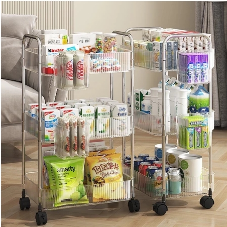 (Shipping from SG) NEW3-Tier Transparent Storage Trolley ...