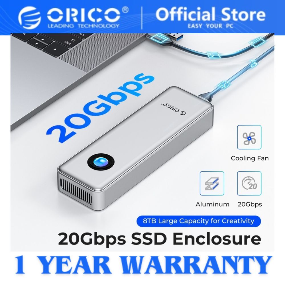 [AIM RESOURCES] ORICO 20Gbps NVME Enclosure with Cooling Fan USB 3.2 Gen 2x2 PCIE Support 8TB ...