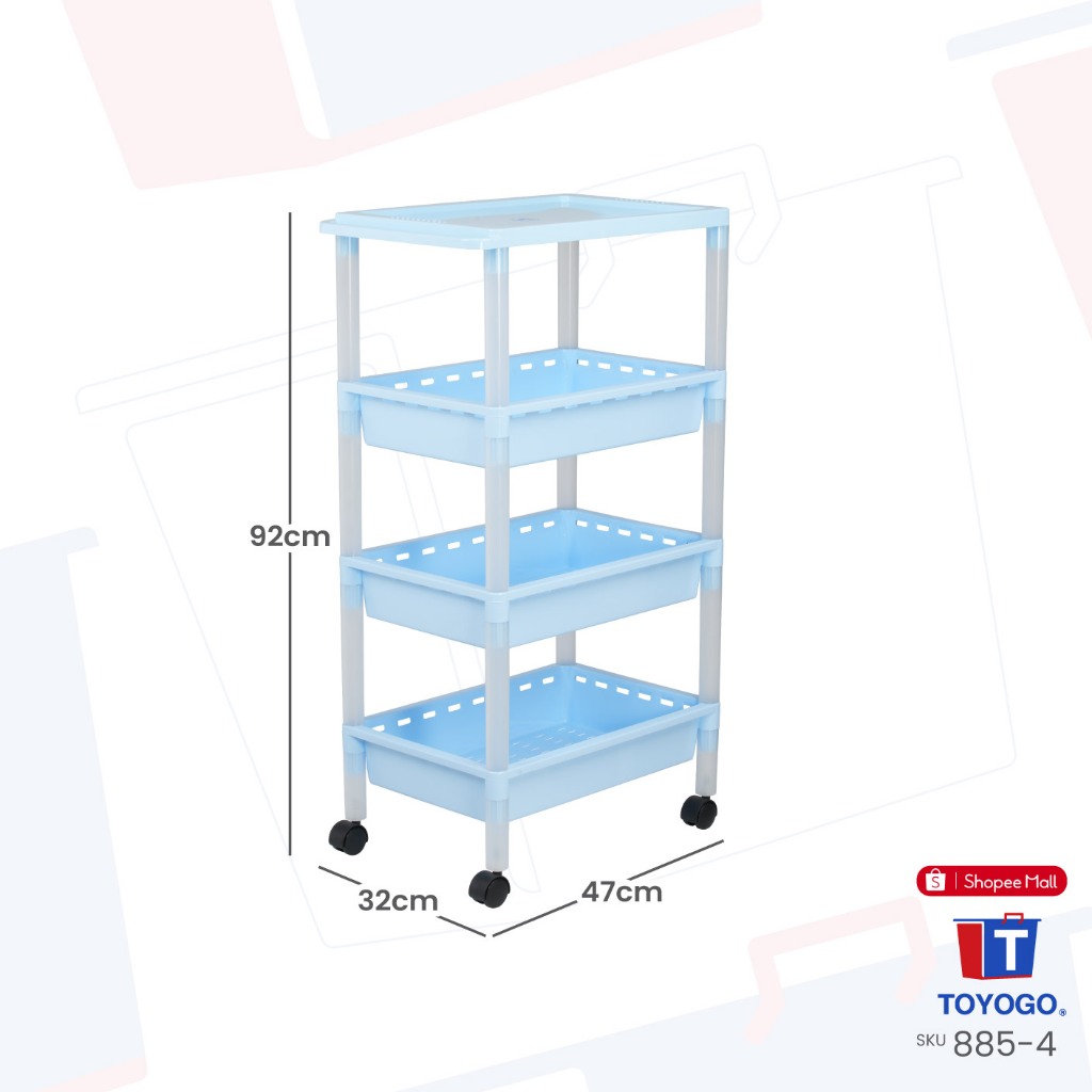 TOYOGO 4-Tier Plastic Basket Trolley – Storage Organizer with Wheels ...