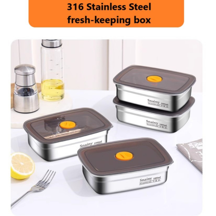 316 Stainless Steel Food Container Refrigerator Food Storage Sealed ...