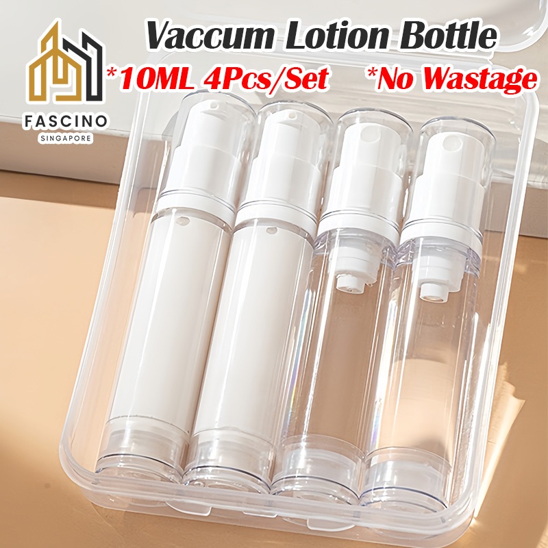 【SG】4Pcs Set 10ML Vacuum Suction Travel Refillable Bottle No Wastage ...
