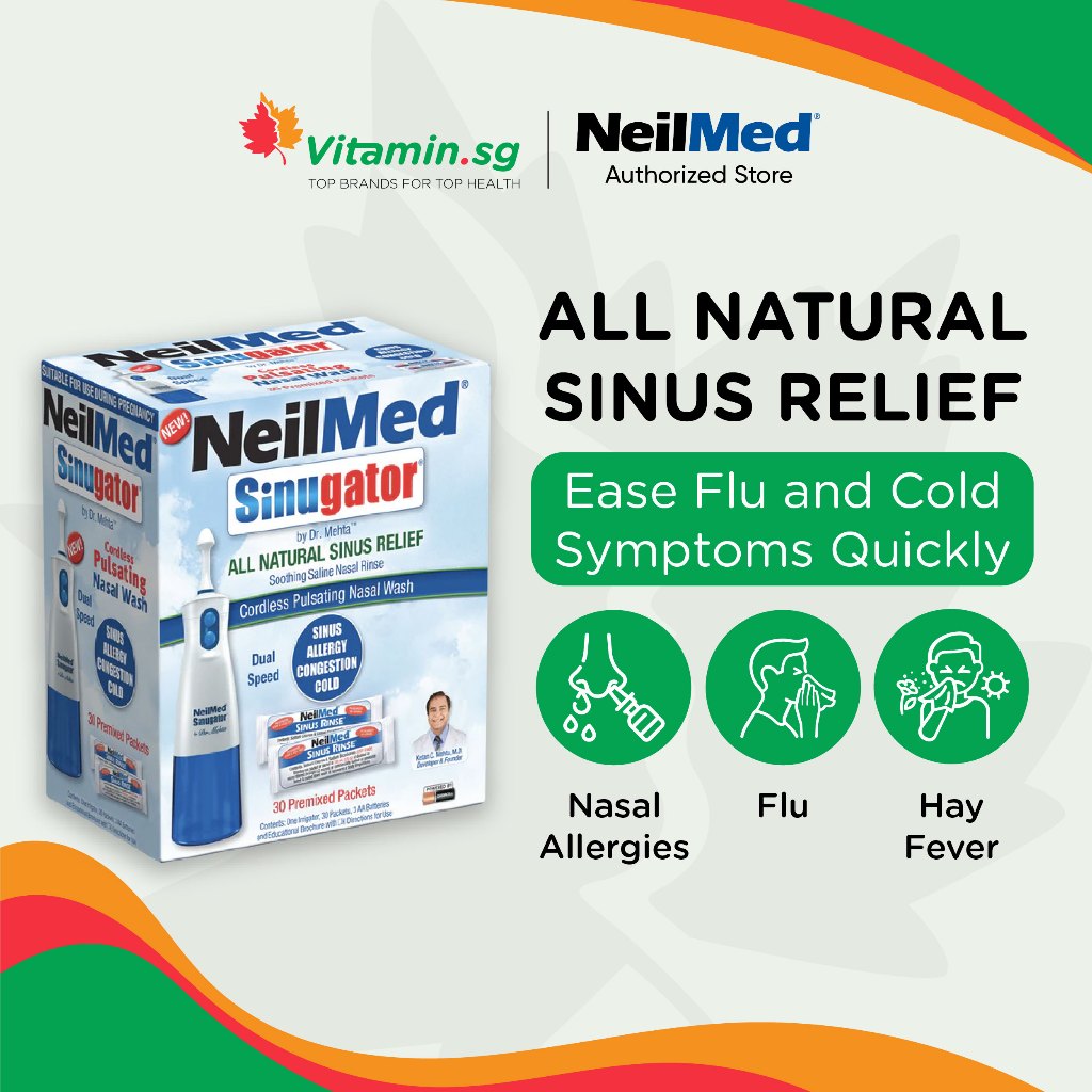 NeilMed Sinugator Cordless Pulsating Nasal Wash - 2 Speed + FREE 30 ...