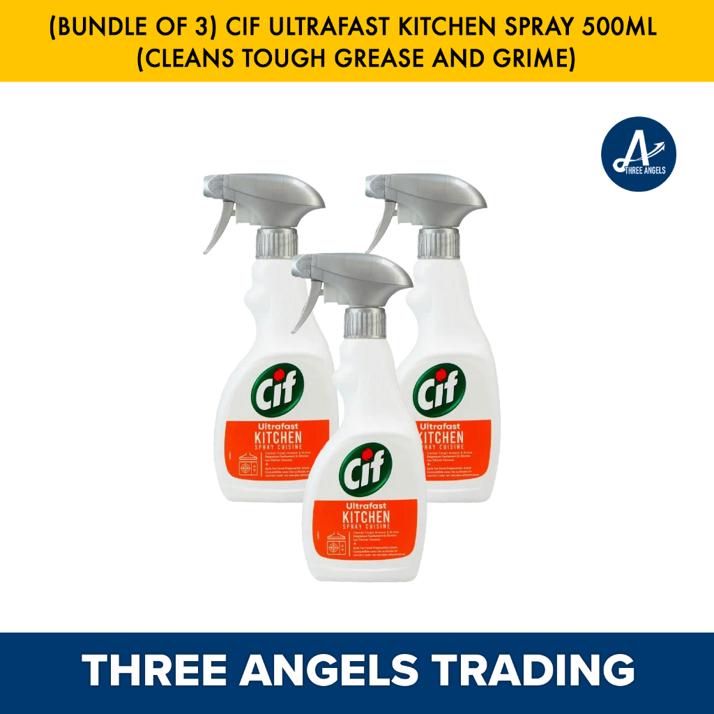 (Bundle of 3) CIF ULTRAFAST Kitchen Spray 500ml (Cleans Tough Grease ...