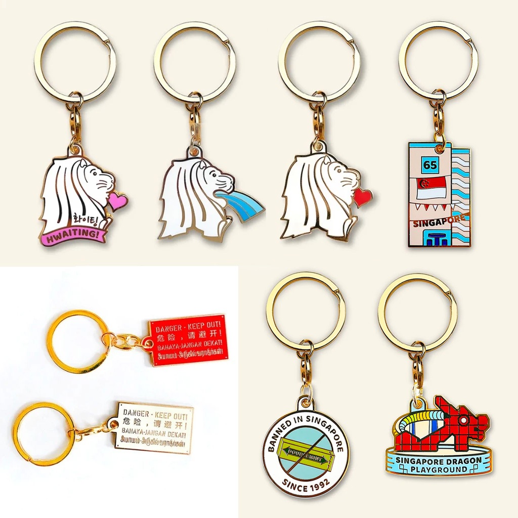 Singapore Gift Souvenir Keychains – HDB / Danger Sign / Merlion ...