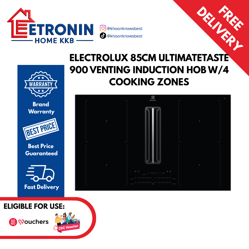 Electrolux 83cm UltimateTaste 900 Built-in Extractor Induction Hob with ...