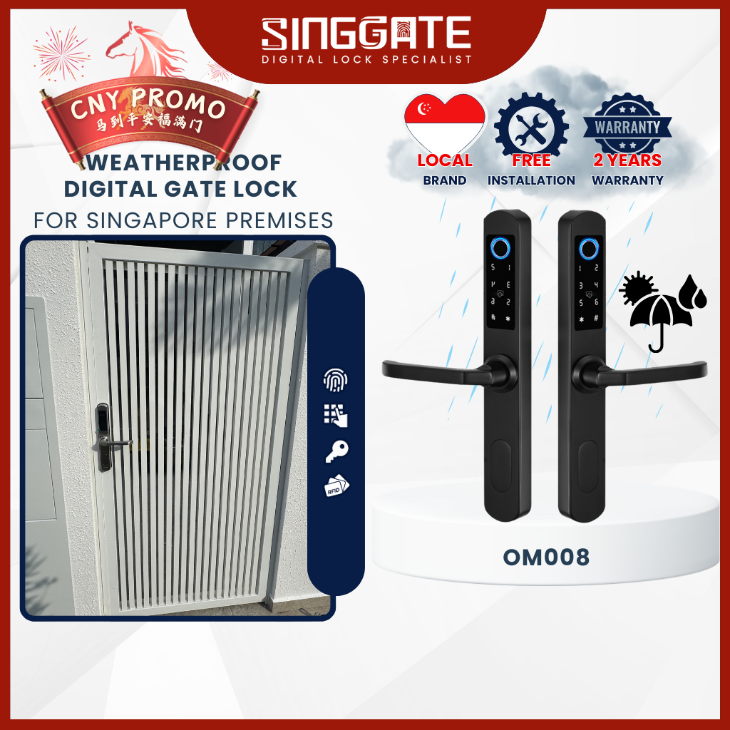【Outdoor Waterproof】FREE Installation | Singgate【OM008】Outdoor Digital ...