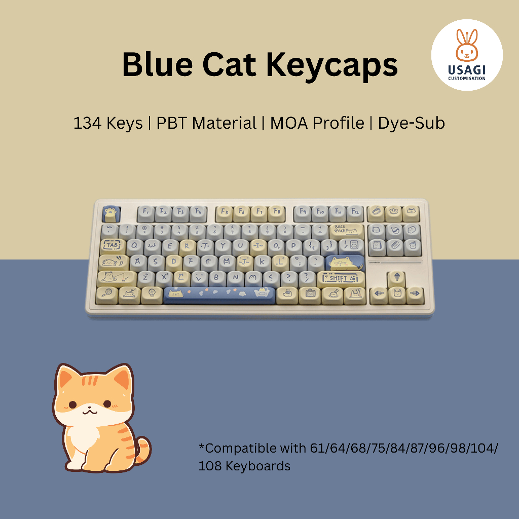 [SG Local Stock] Blue Cat Keycaps | MOA Profile | PBT Dye-Sub | Royal ...