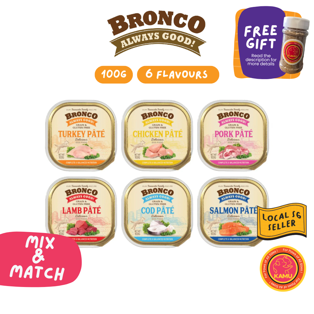 [PROMO FREE GIFT] MIX & MATCH Bronco Pate Wet Tray Food for Dogs 100g ...