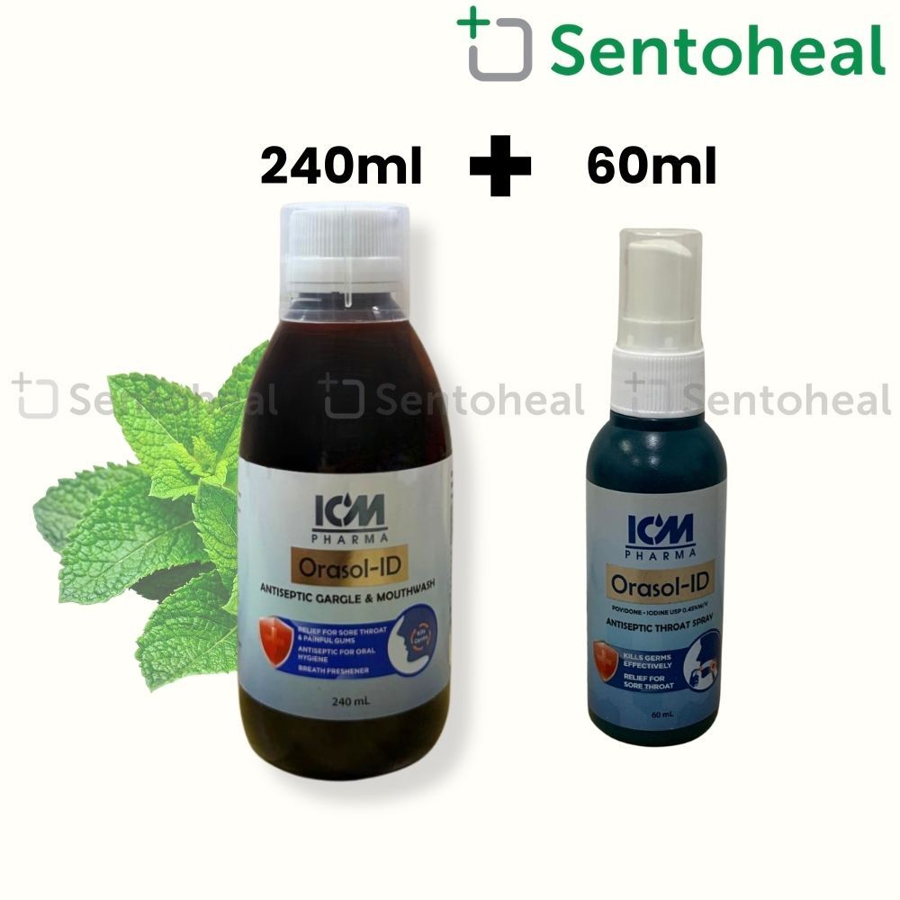 Orasol-ID Antiseptic Throat Mouthwash 240ml + Spray 60ml Antiseptic ...