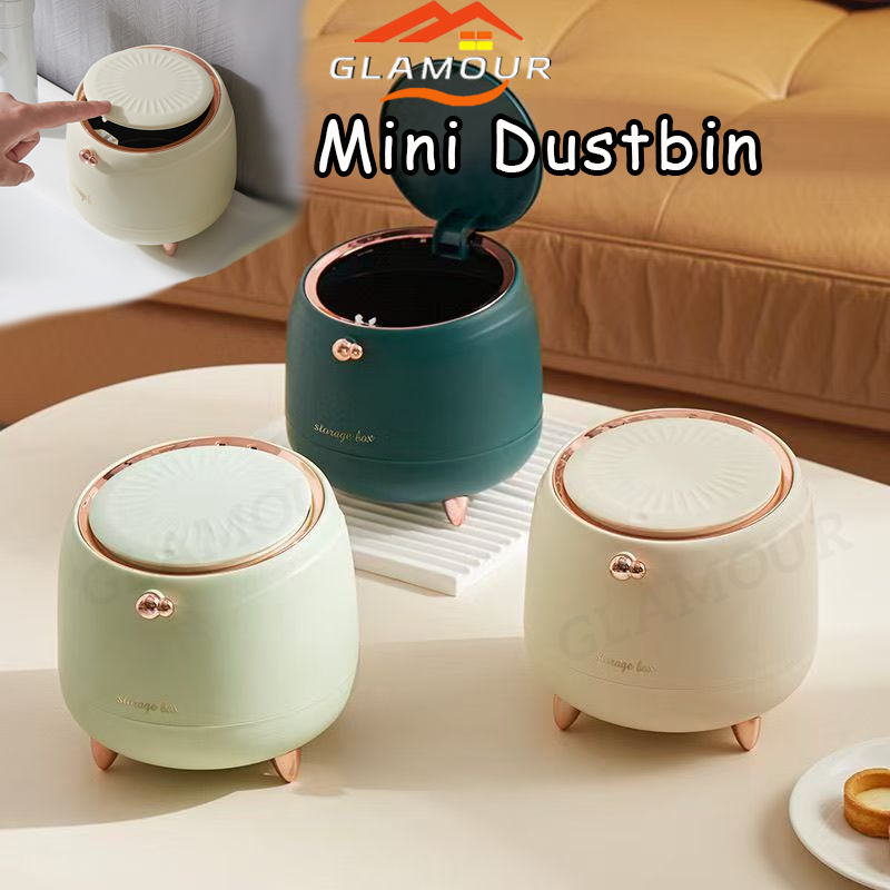 [SG] Mini Rubbish Bin Small Trash Cute Dustbin With Lid Table Desktop ...