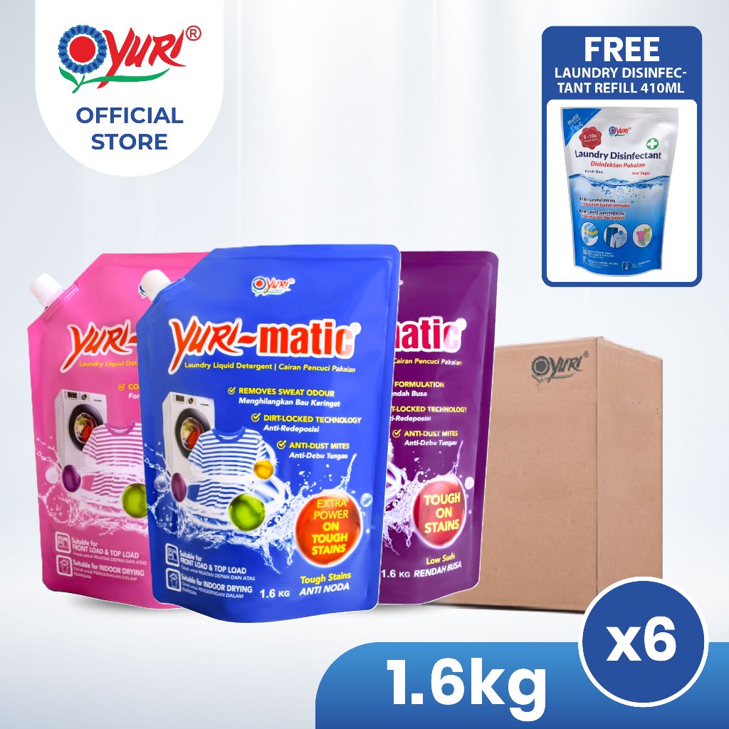 [Carton Deal] Yuri-matic® Laundry Liquid Refill 1.6kg x6 | Gift ...