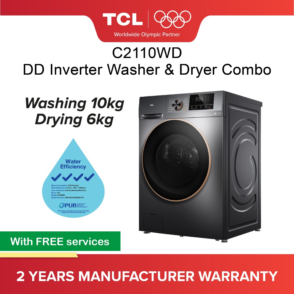 TCL C2110WD DD Inverter Washer & Dryer | Drum Clean | Heat ...