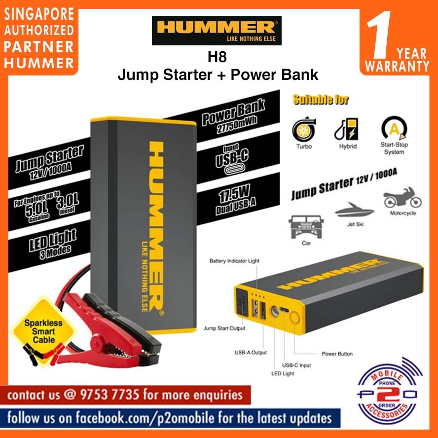 Hummer H8 7500mAh Jump Starter + Power Bank | Shopee Singapore