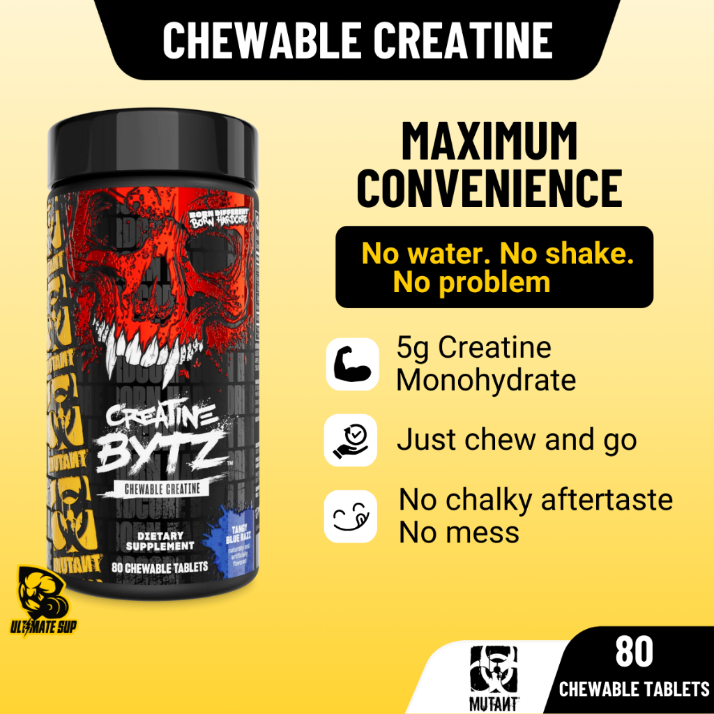 Mutant Creatine Bytz Chewable Tablets, Maximum Convenience, No Sugar ...