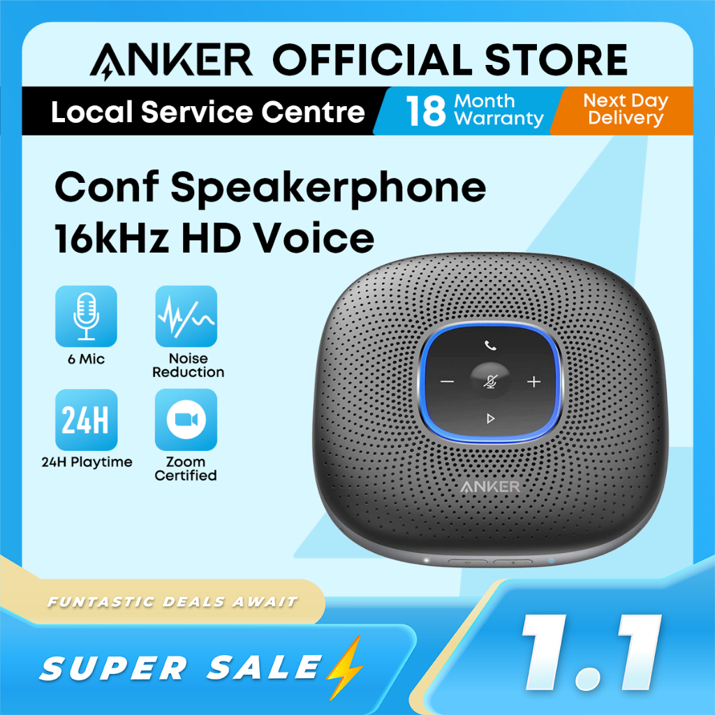 Anker PowerConf Bluetooth Speakerphone with 6Mic Leading Platforms ...