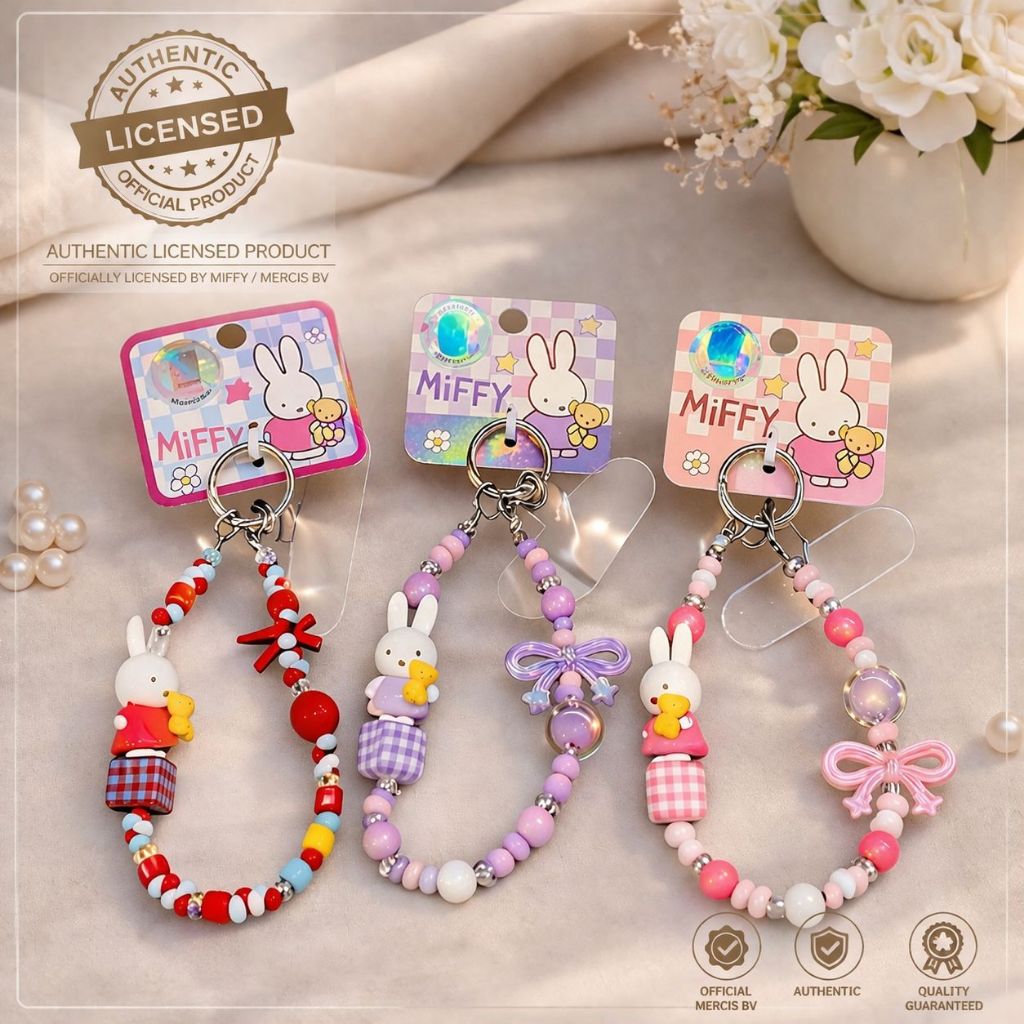 [Authentic Licensed] Miffy Beaded Phone Strap Keychain Cute Doll Charm ...