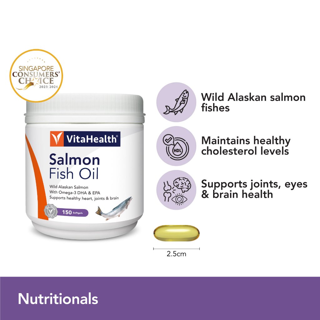 VitaHealth Salmon Fish Oil 60s/150s - Omega-3, Eyes, Brain,Joints ...