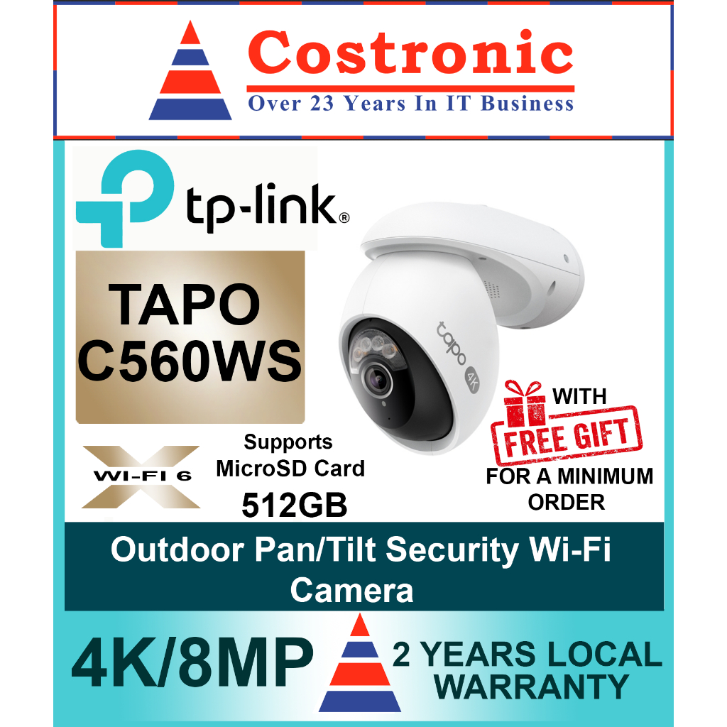 TP-Link TAPO C560WS 4K/8MP Outdoor Pan/Tilt CCTV Security WiFi Camera ...