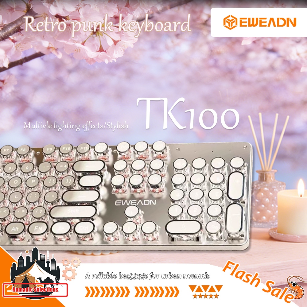 SG_In Stock> EWEADN TK100 Punk Typewriter Mechanical Gaming Keyboard ...
