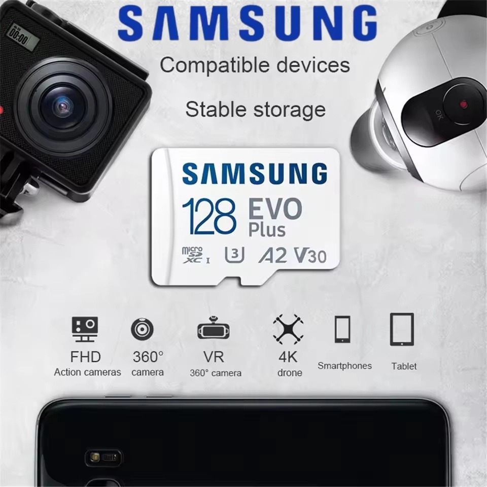 Samsung MicroSD 512GB 256GB 128GB Memory Card EVO Plus U3 V30 A2 Read ...