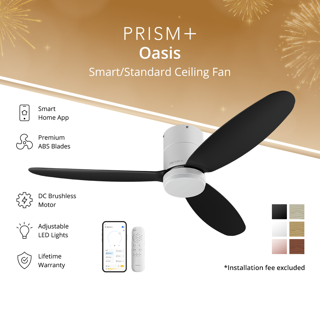 PRISM+ Oasis Ceiling Fan | 3 Blades | Integrated Dimmable Lights | 6 ...