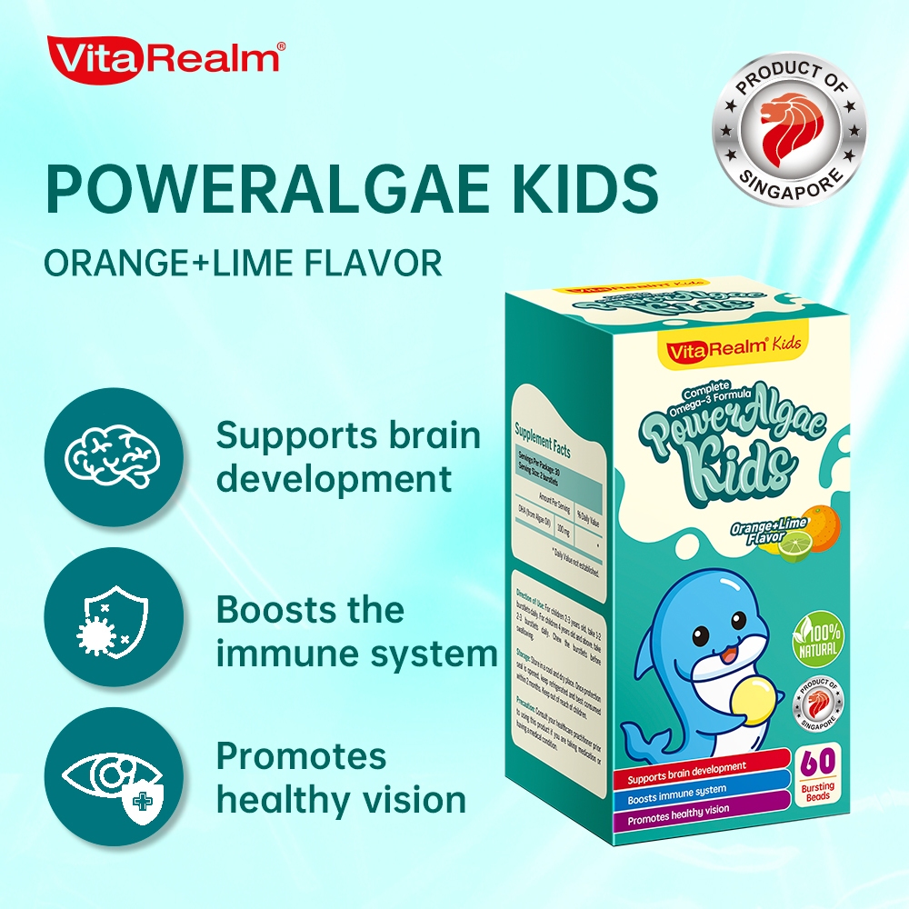 VitaRealm Kids Algae DHA – Fruity Flavor |Individually Packed | Easy-to ...