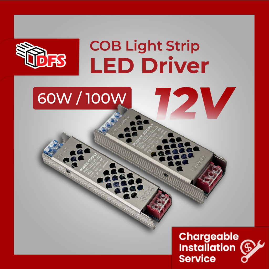 DFS LED 12V 60W 100W Driver for 12V COB LED Strip Light | Shopee Singapore