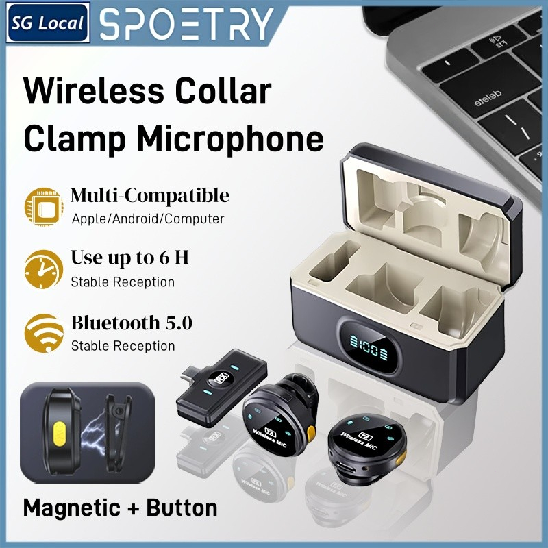 Wireless Collar Clamp Microphone Round Radio Wireless Microphone for ...