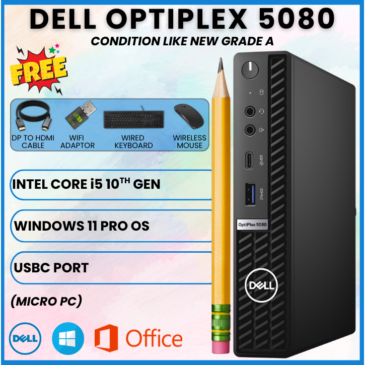 Dell OptiPlex 5080 Mini PC i5-10th Gen Windows 11 Pro MS Office ...