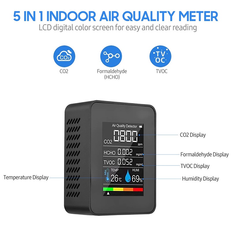 💕SG Stock💕5 in 1 Formaldehyde Detector Home Air Quality Tester for New ...