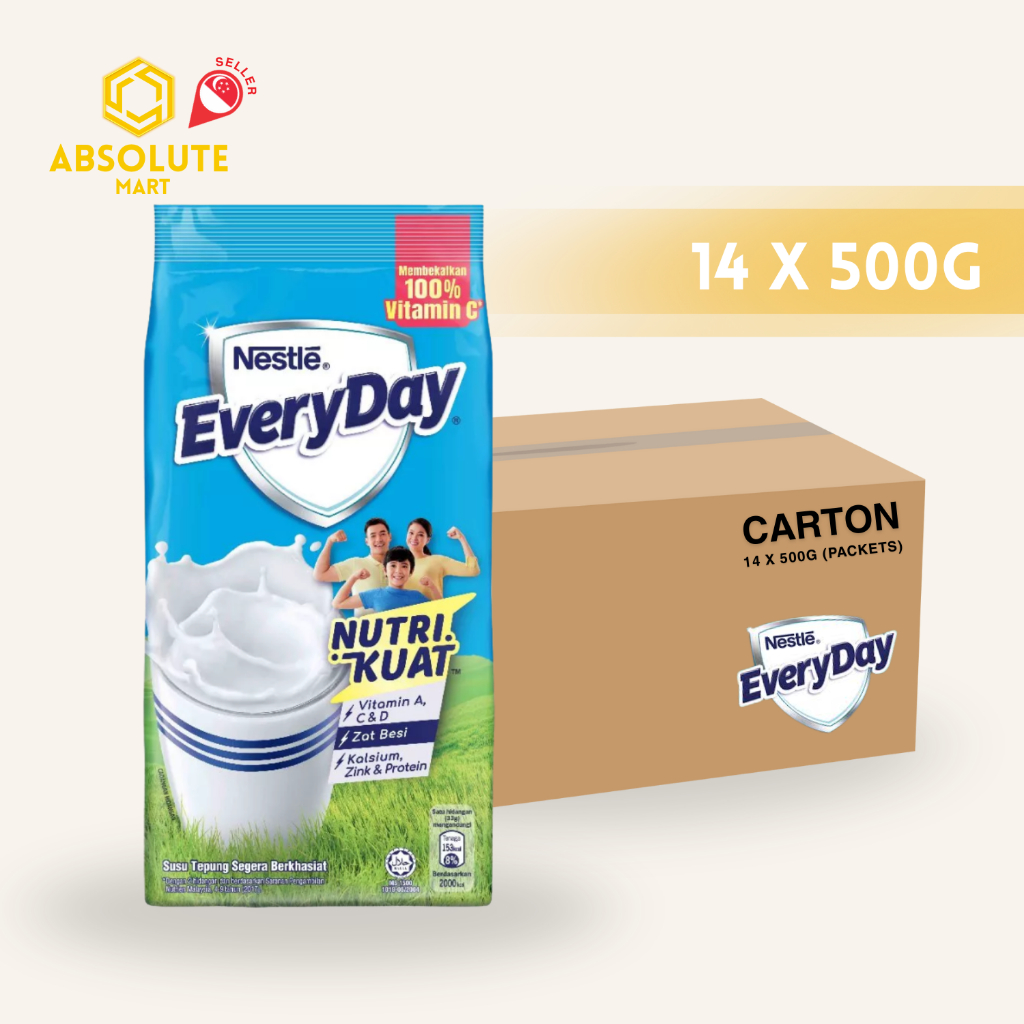[CARTON] EVERYDAY Full Cream Milk Powder Refill Pack 500G X 14 (PACKETS ...