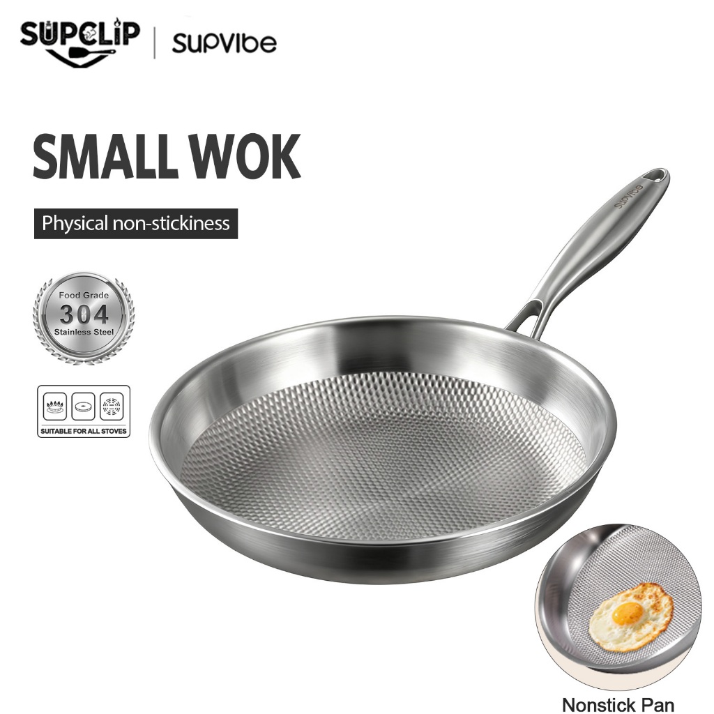 SUPVIBE Frying Pan Non Stick 304 Stainless Steel Honeycomb Wok All ...