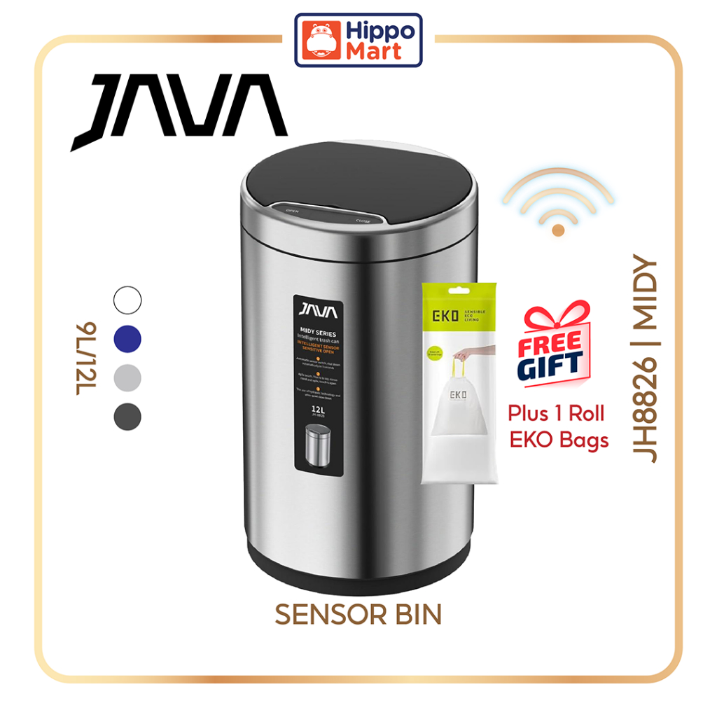 JAVA Dustbin | MIDY | JH8826 | 9L, 12L | Round Sensor Bin | Soft ...