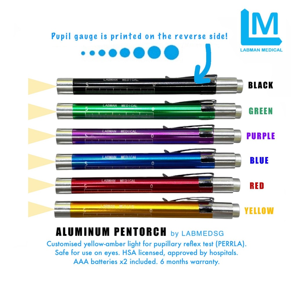 LM Aluminum Medical Pentorch PERRLA-Safe Yellow light pen torch ...
