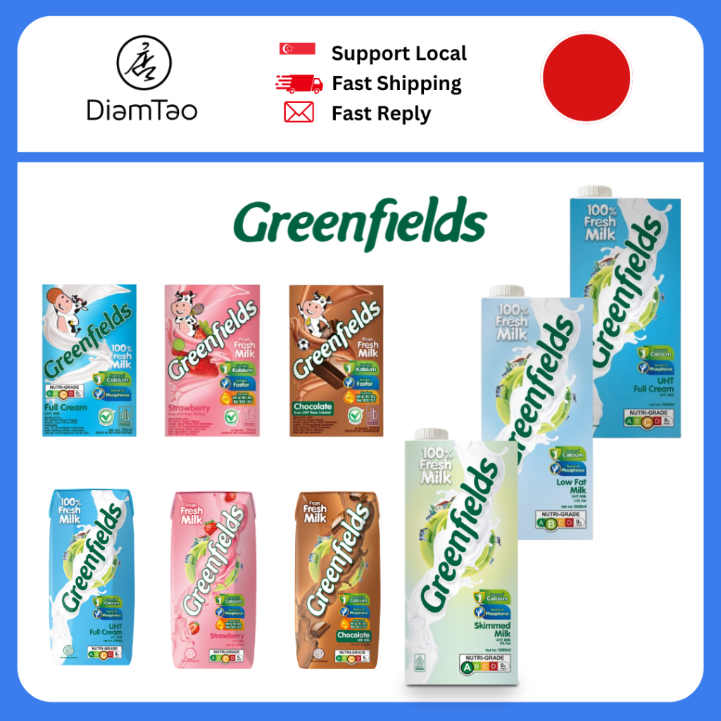 Greenfields UHT Milk 105ml, 200ml, 1000ml Carton Full Cream, Strawberry ...