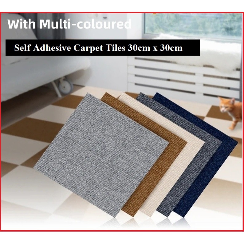 [𝐒𝐆 𝐒𝐓𝐎𝐂𝐊] Self-Adhesive 30x30cm Non Slip Floor Carpet Sticker Mat ...