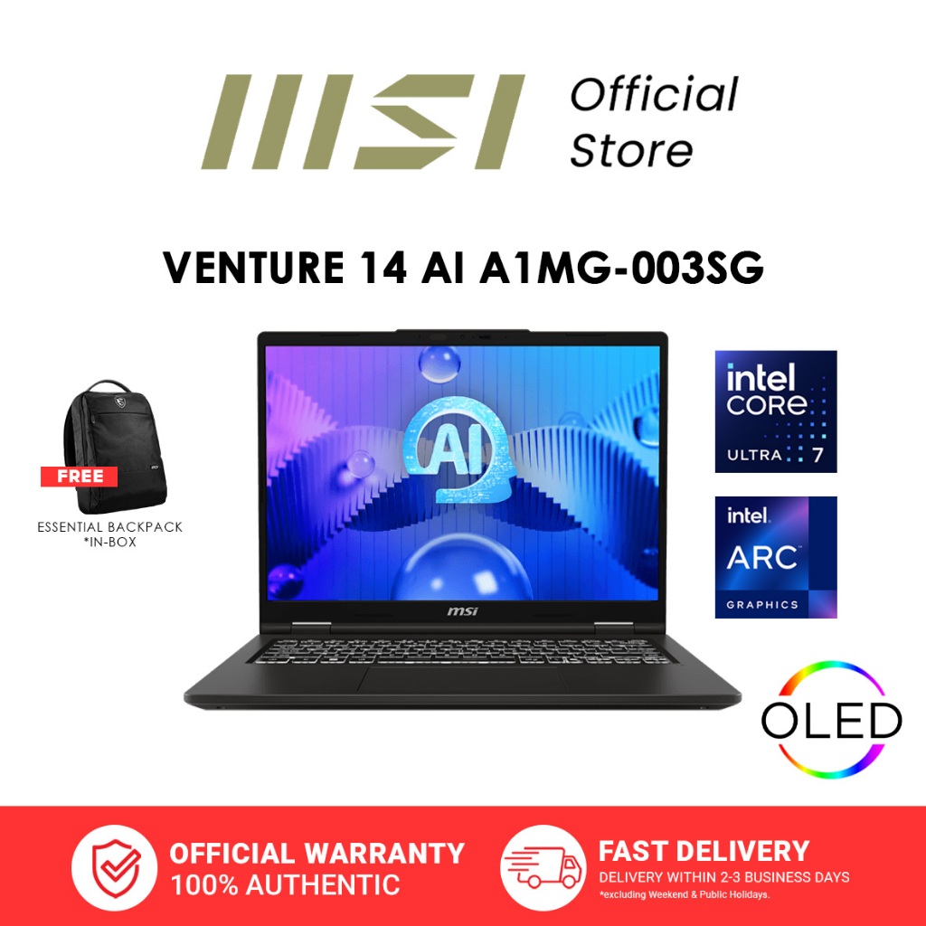 MSI Venture 14 AI Laptop - Intel Core Ultra 7 Processor - Intel Arc ...
