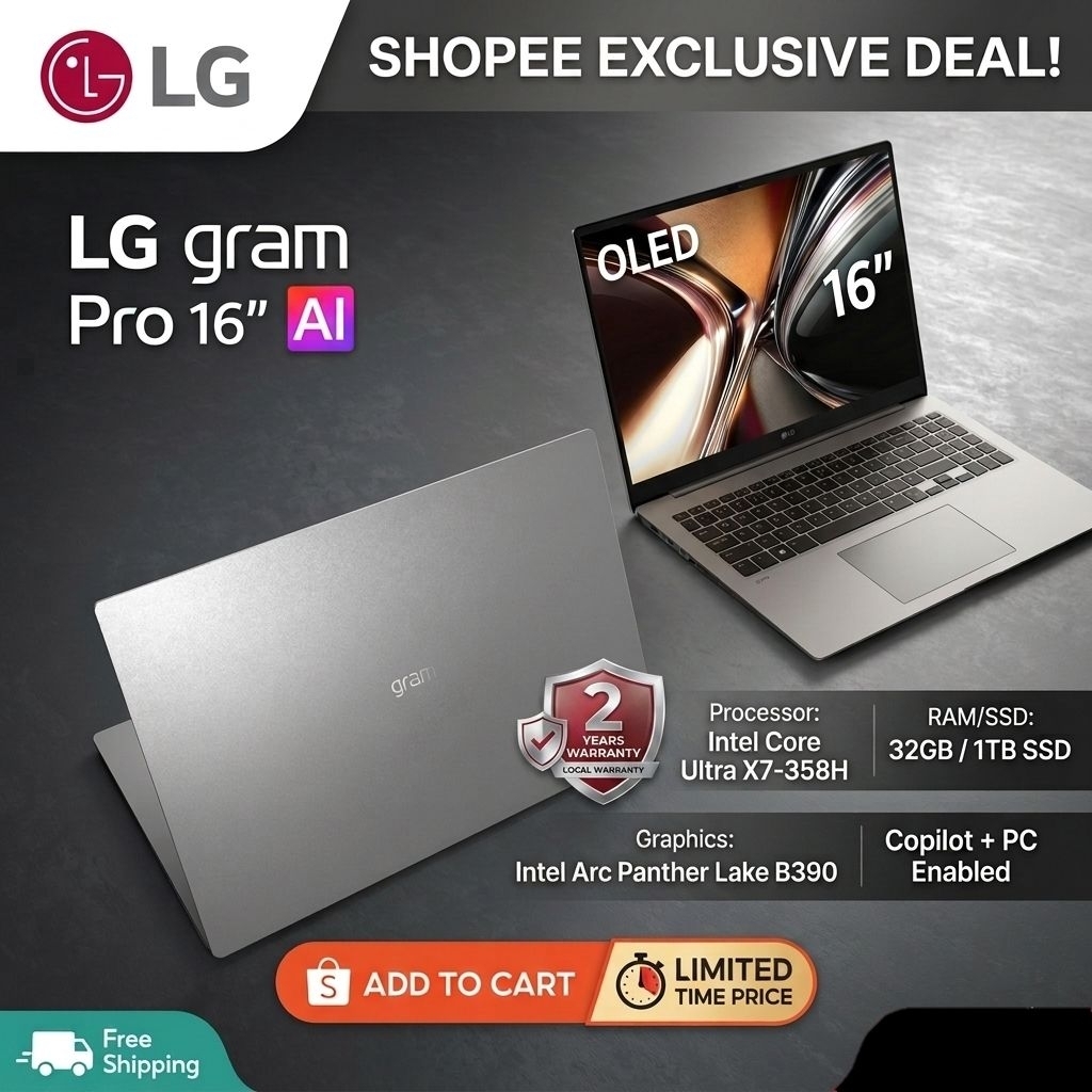 LG Gram Pro 16-inch Intel Core Ultra X7-358H/32GB/1TB SSD Intel Arc ...