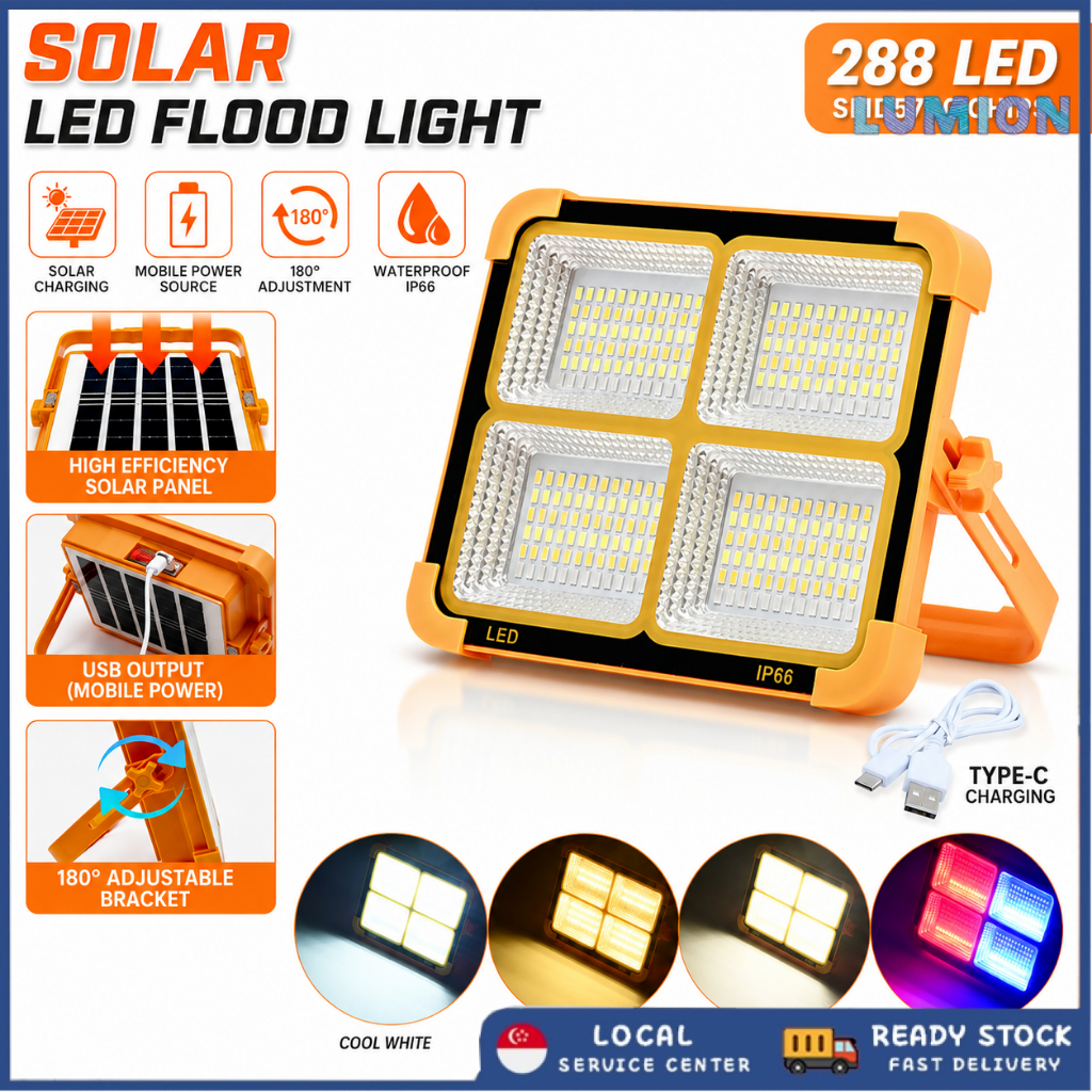 5000W Portable Solar Flood Light LED Camping Tent Light Rechargeable ...