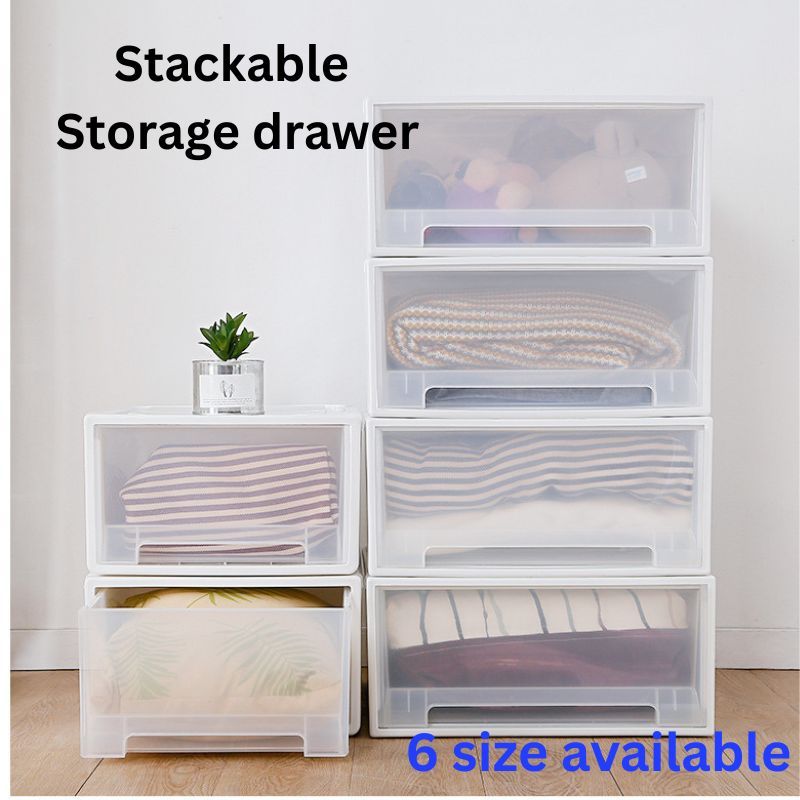 Stackable Transparent Drawer Storage Box /Plastic Container / Wardrobe ...